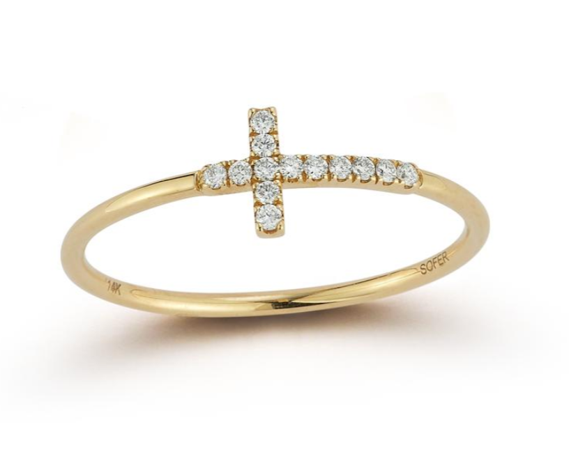 Sideway Pave Cross Ring